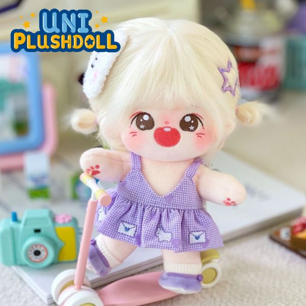 Uni Plush Doll Girl’s Purple Suspender Skirt 20cm Plush Cotton Doll Cl ...